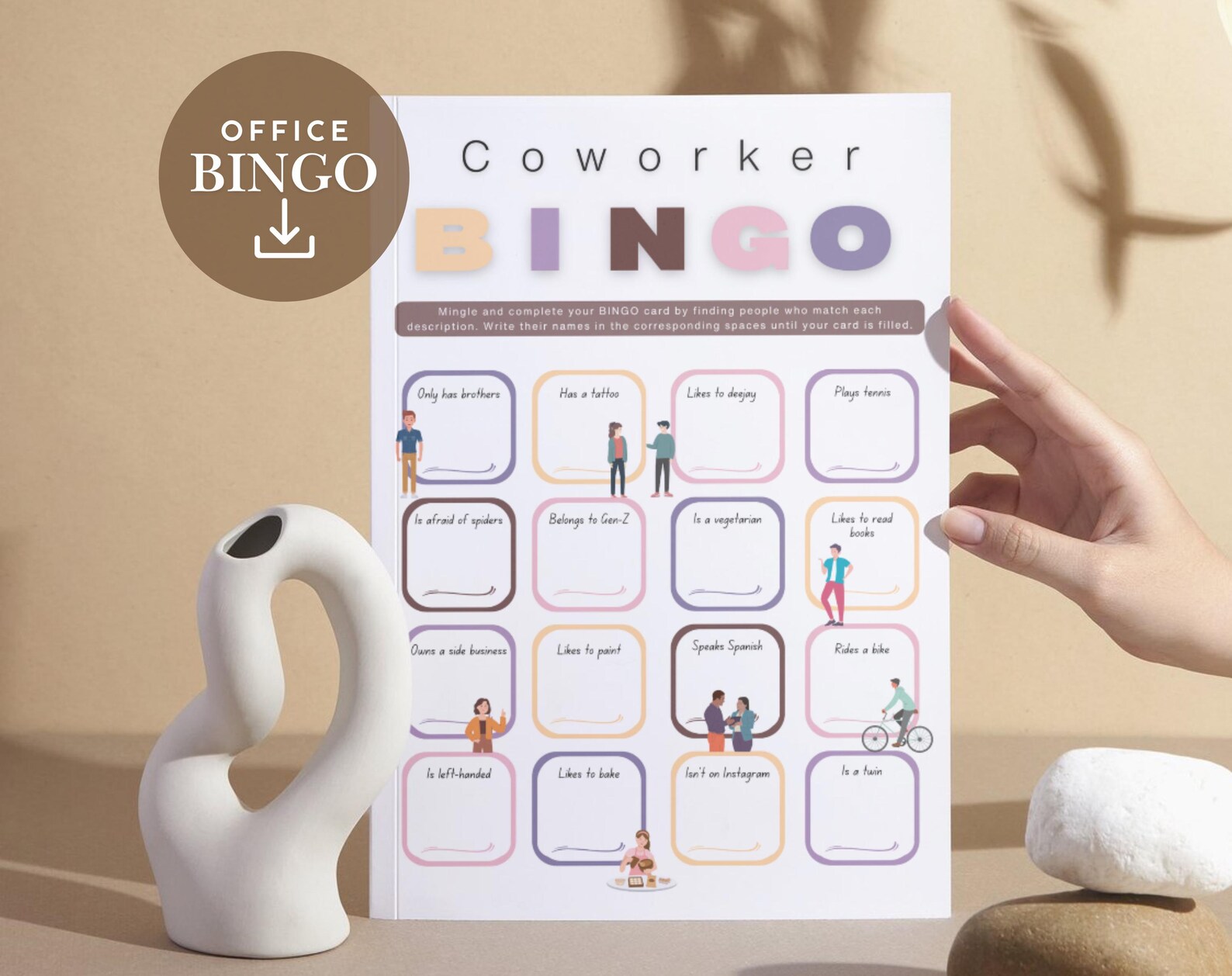 Office Bingo Game, Team Building Games, Coworker Bingo, Mix and Mingle ...