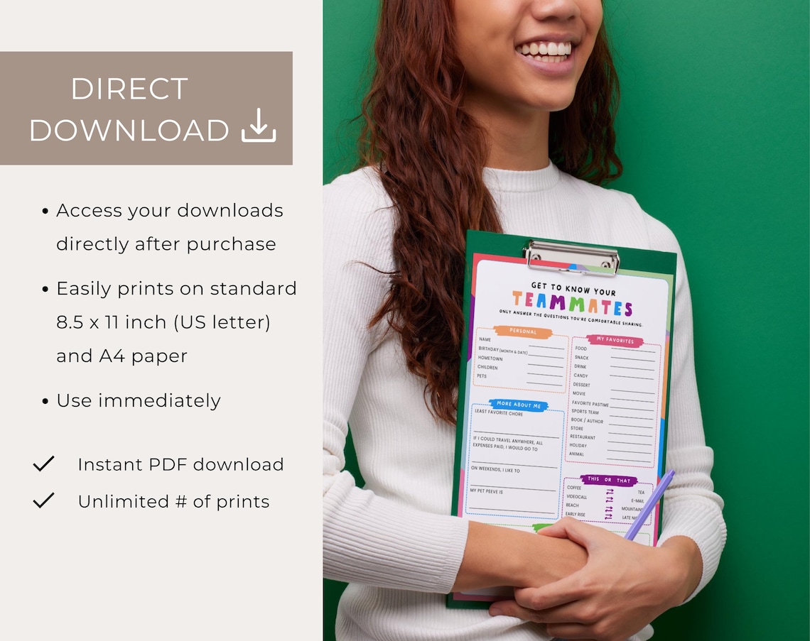 Getting to Know My Team Form Printable, Get to Know Me Questionnaire ...