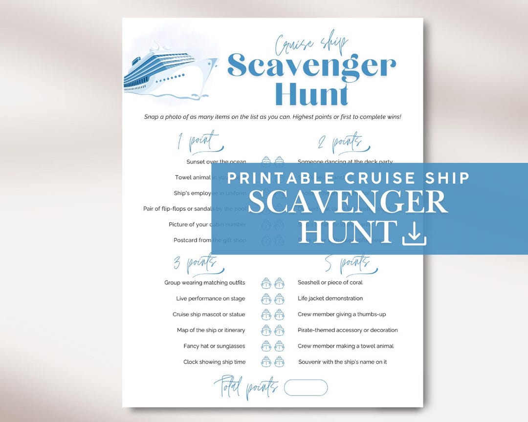 Cruise Ship Scavenger Hunt Printable – Photo Scavenger Hunt, Cruise ...