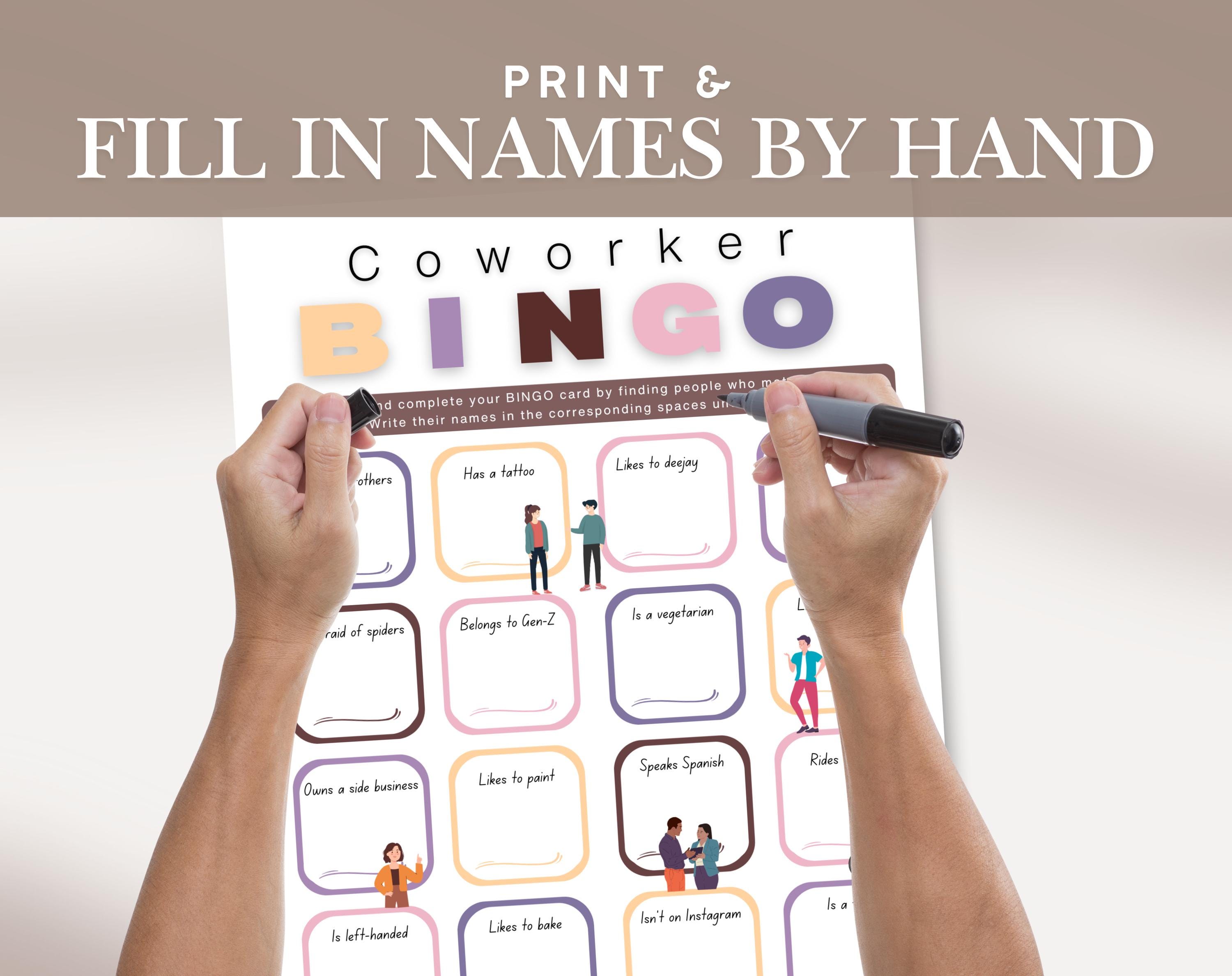 Office Bingo Game, Team Building Games, Coworker Bingo, Mix and Mingle ...