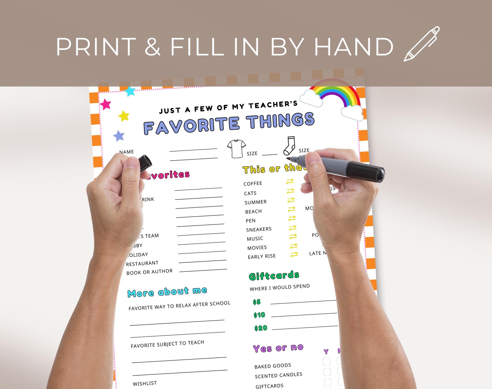 All About My Teacher Survey, Teacher Favorite Things Questionnaire ...