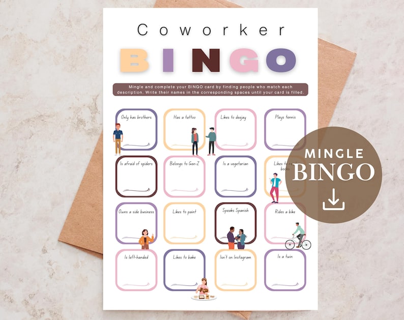 Coworker Bingo Game, Office Bingo Printable, Find the Guest Bingo, Team ...