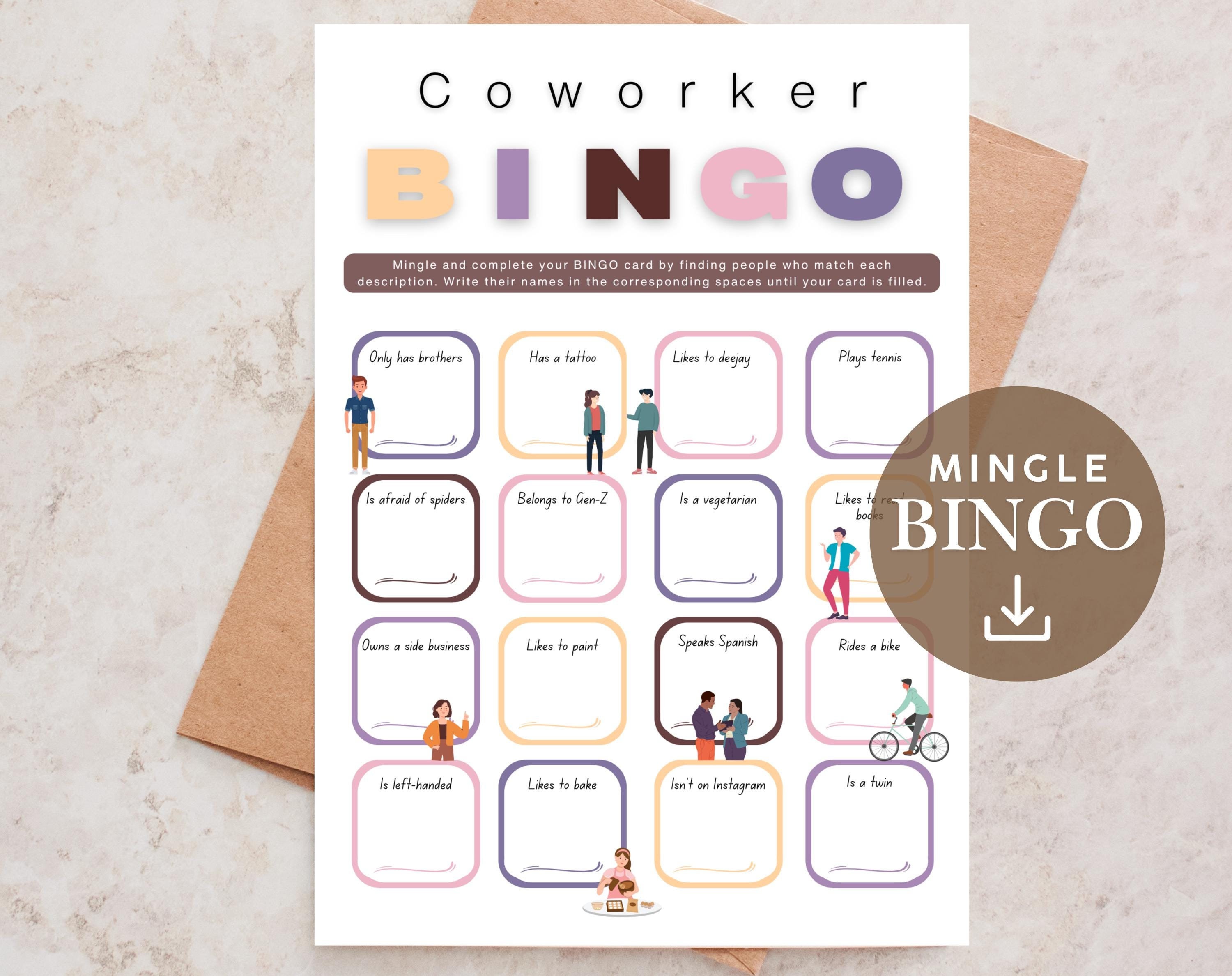 Office Bingo Game, Team Building Games, Coworker Bingo, Mix and Mingle ...