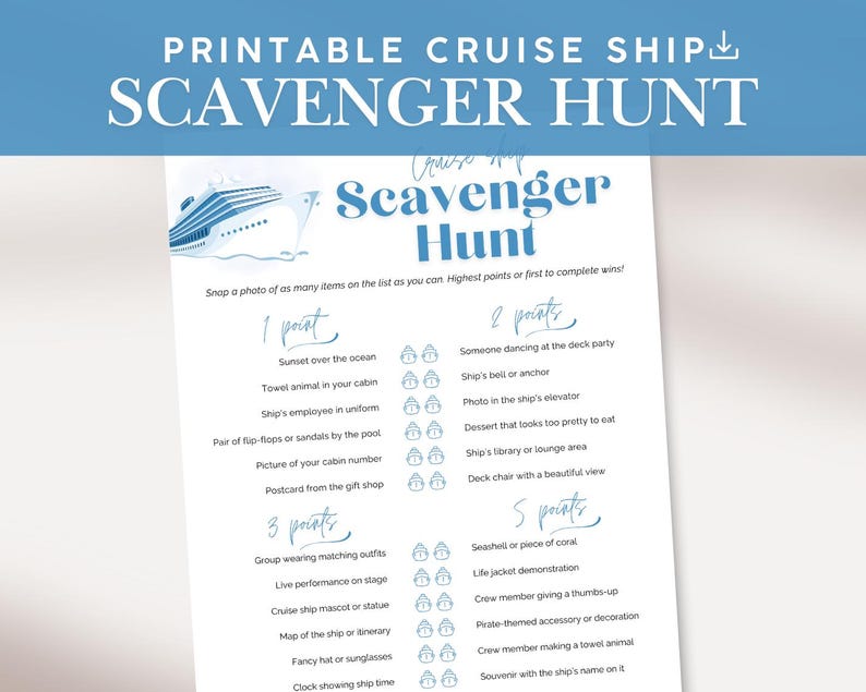 Cruise Ship Scavenger Hunt Printable, Cruise Photo Scavenger Hunt, Ship ...