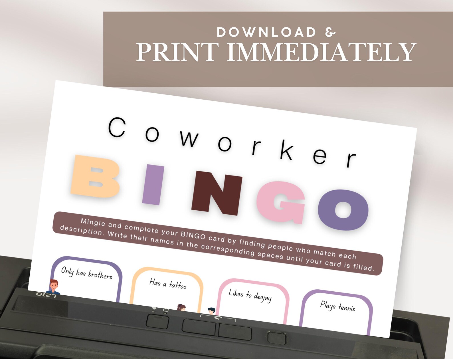 Office Bingo Game, Team Building Games, Coworker Bingo, Mix and Mingle ...