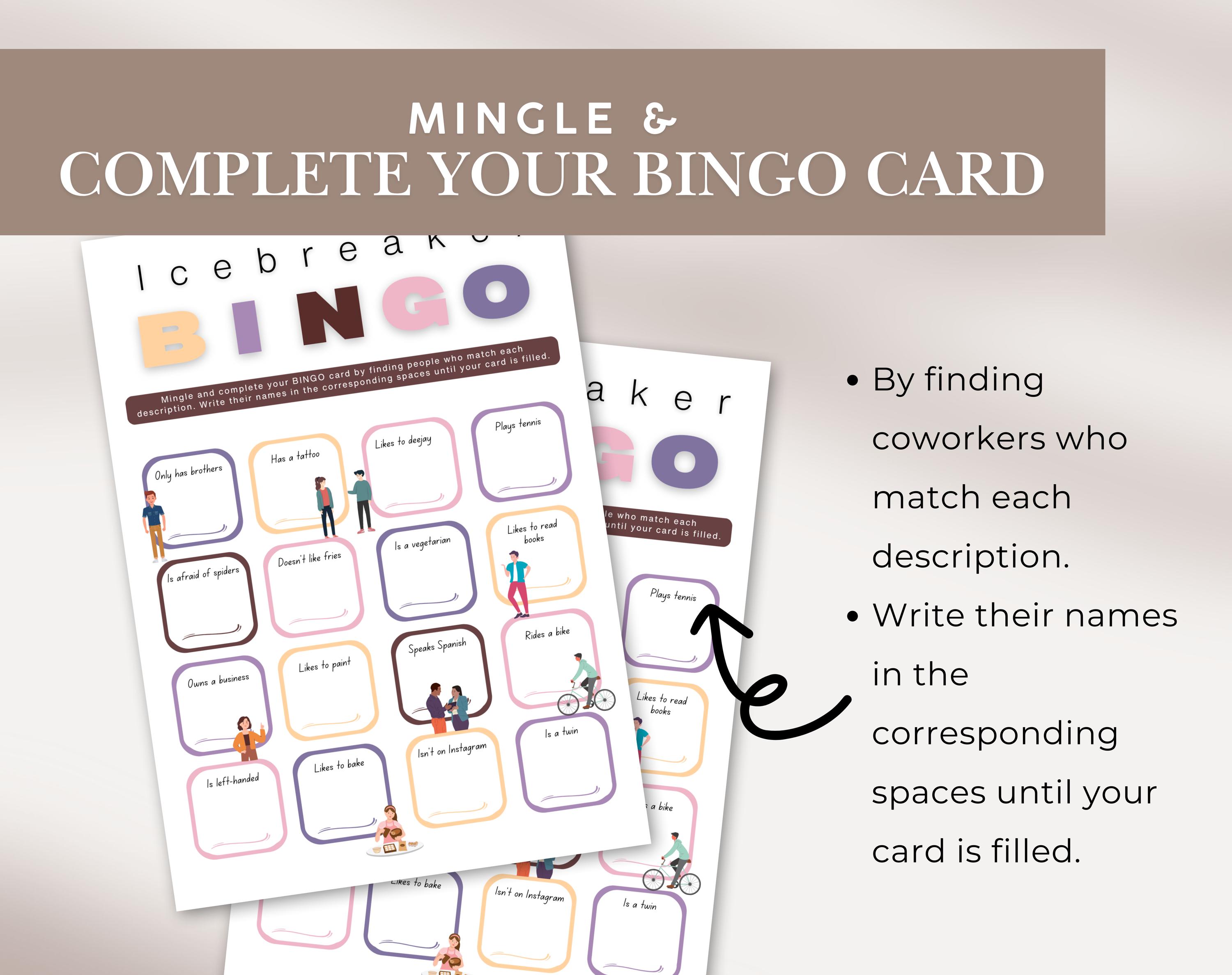 Office Bingo Game, Team Building Games, Coworker Bingo, Mix and Mingle ...