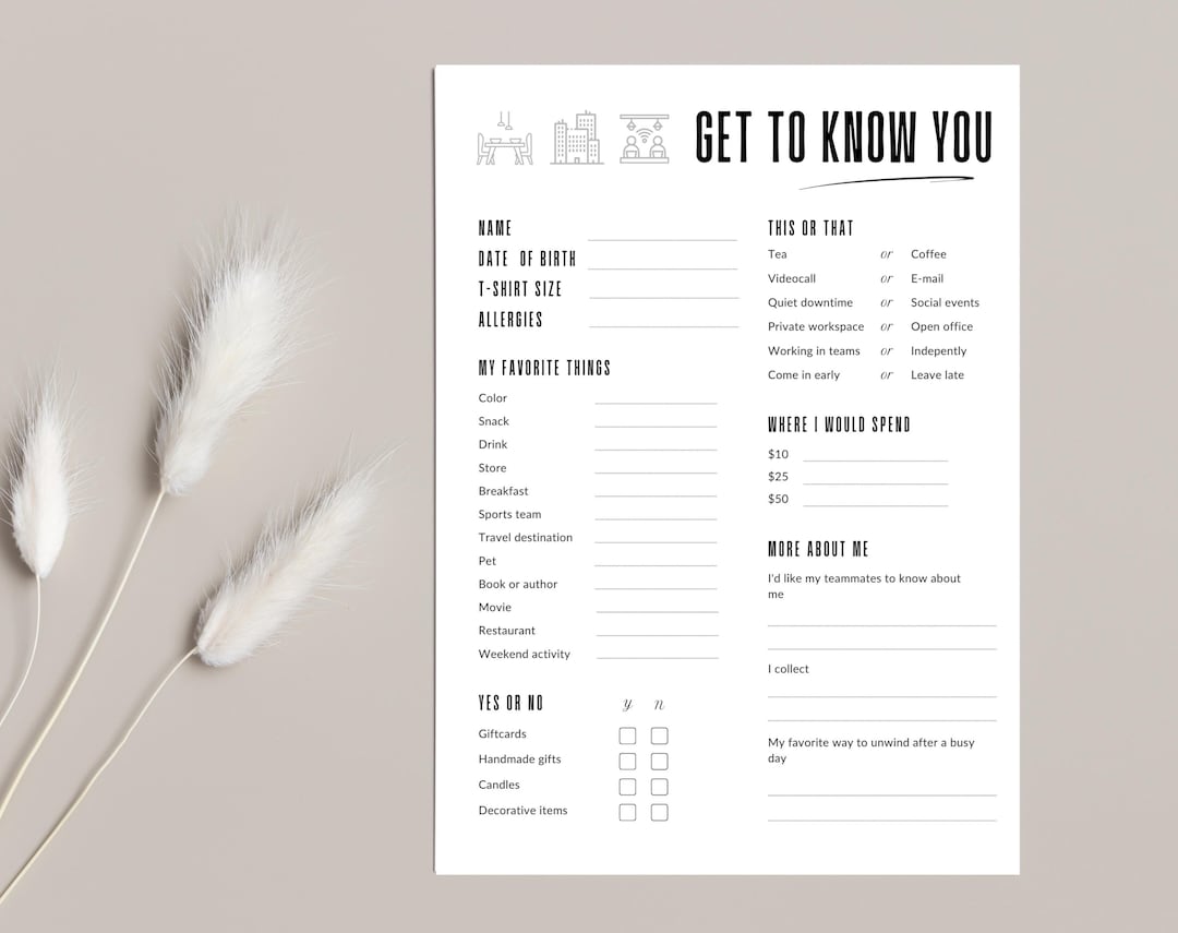 Employee Favorites List Printable, Team Building Get to Know Me ...