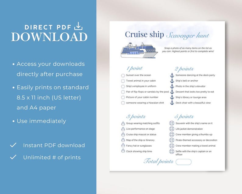 Cruise Ship Scavenger Hunt, Cruise Scavenger Hunt Printable, Ship ...