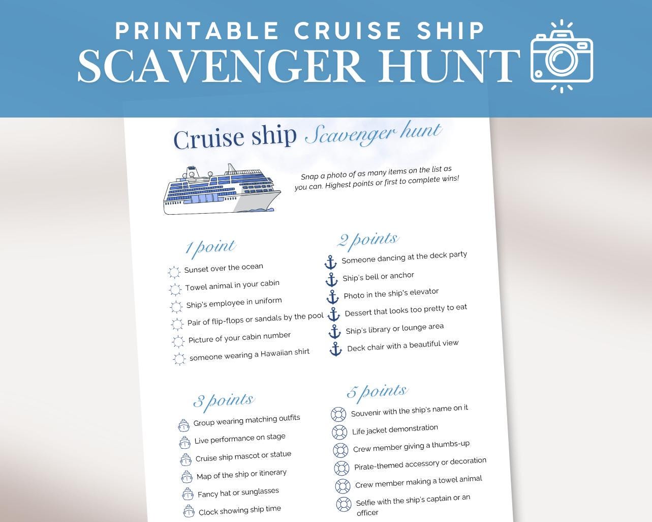 Cruise Ship Scavenger Hunt, Cruise Scavenger Hunt Printable, Ship ...