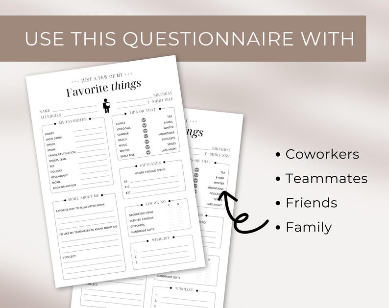 Employee Favorites List, Get to Know My Employees Printable, Team ...