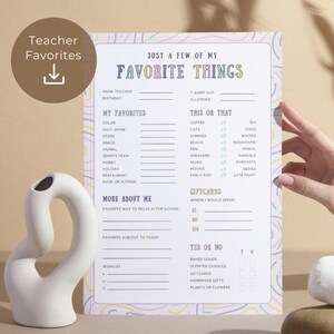 All About My Teacher Worksheet, Teacher Favorites Questionnaire ...