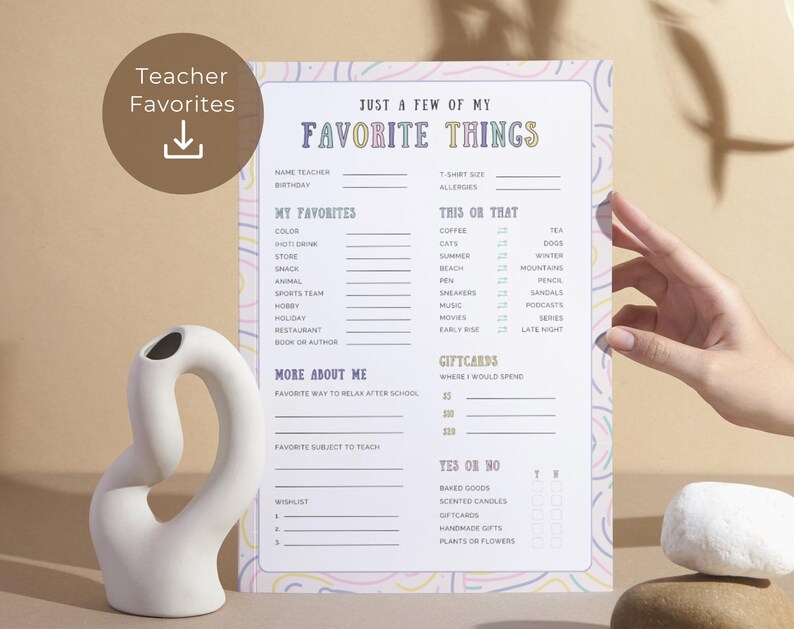 All About My Teacher Worksheet, Teacher Favorites Questionnaire ...