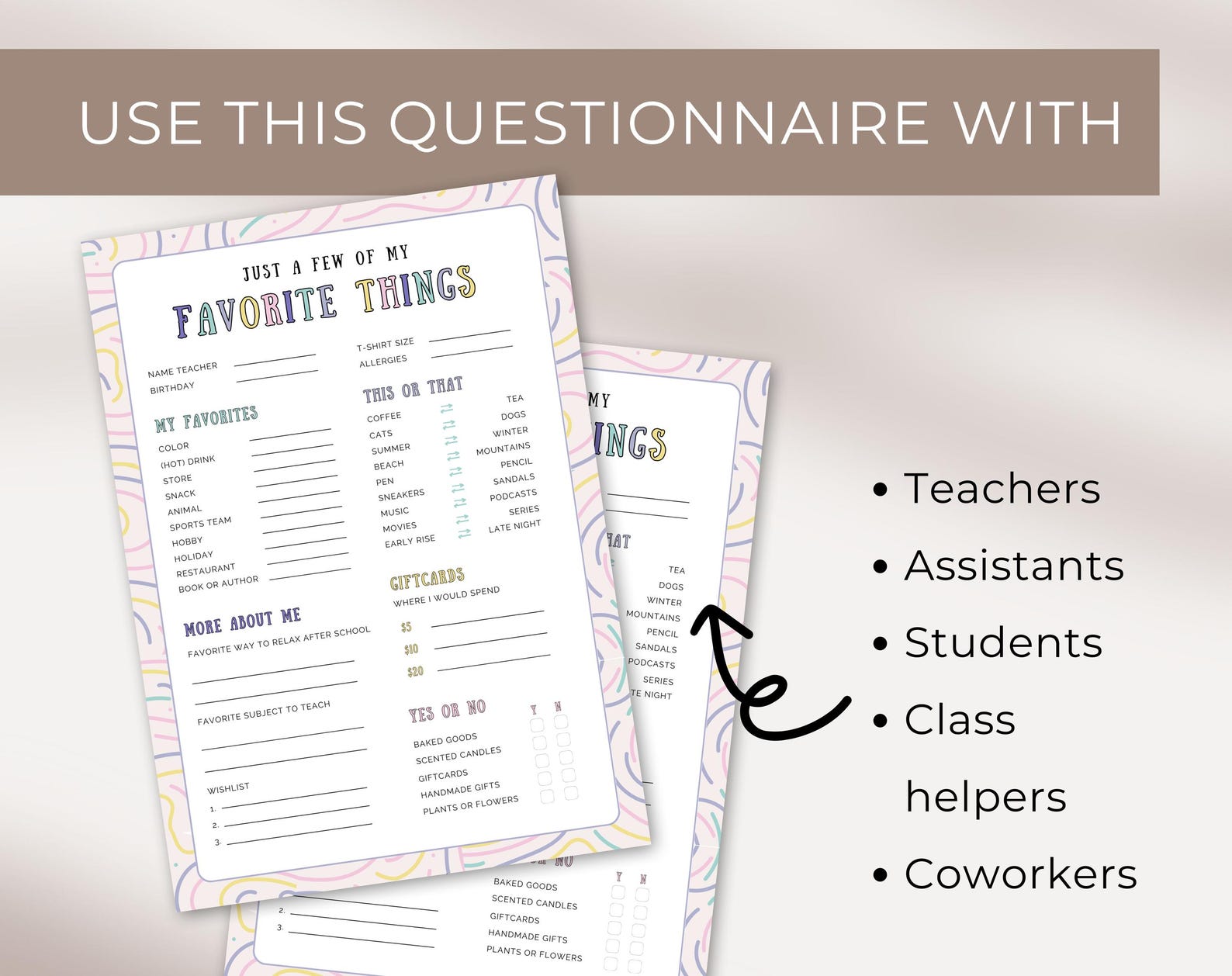 All About My Teacher Worksheet, Teacher Favorites Questionnaire ...