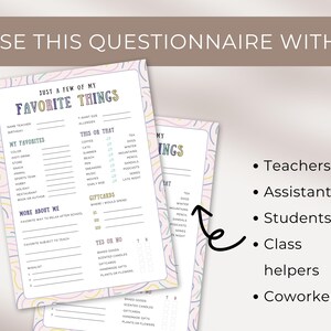 All About My Teacher Worksheet, Teacher Favorites Questionnaire ...