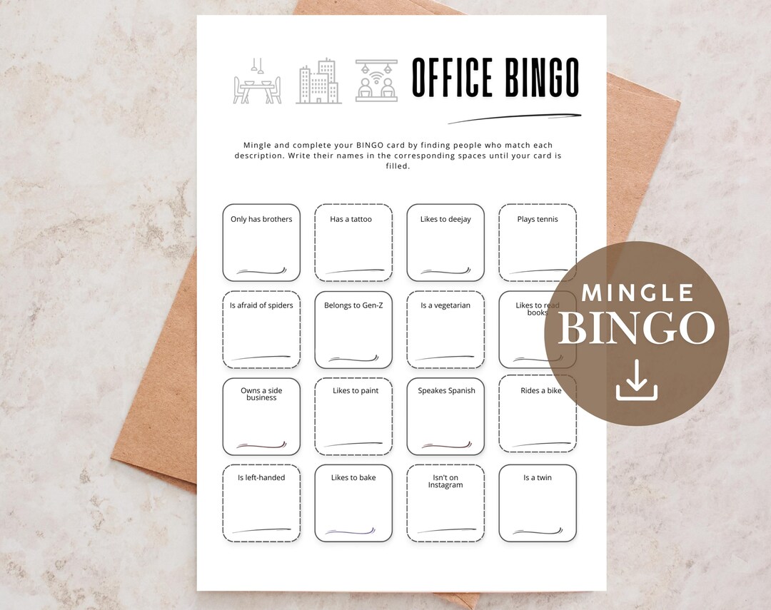 Coworker Bingo, Office Bingo Game, Find the Guest Bingo, Workpace Bingo ...
