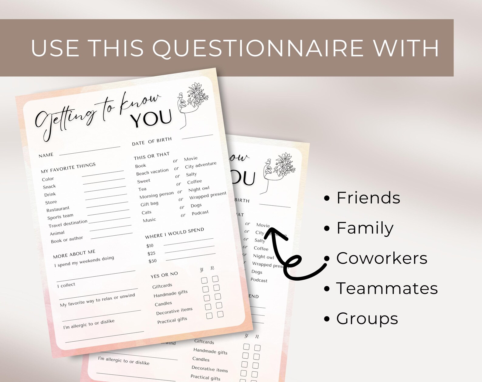 Getting to Know You Questionnaire Printable, Favorite Things ...