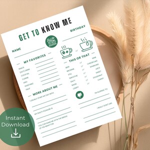 Food-themed Getting to Know You Questionnaire Printable, Favorite ...