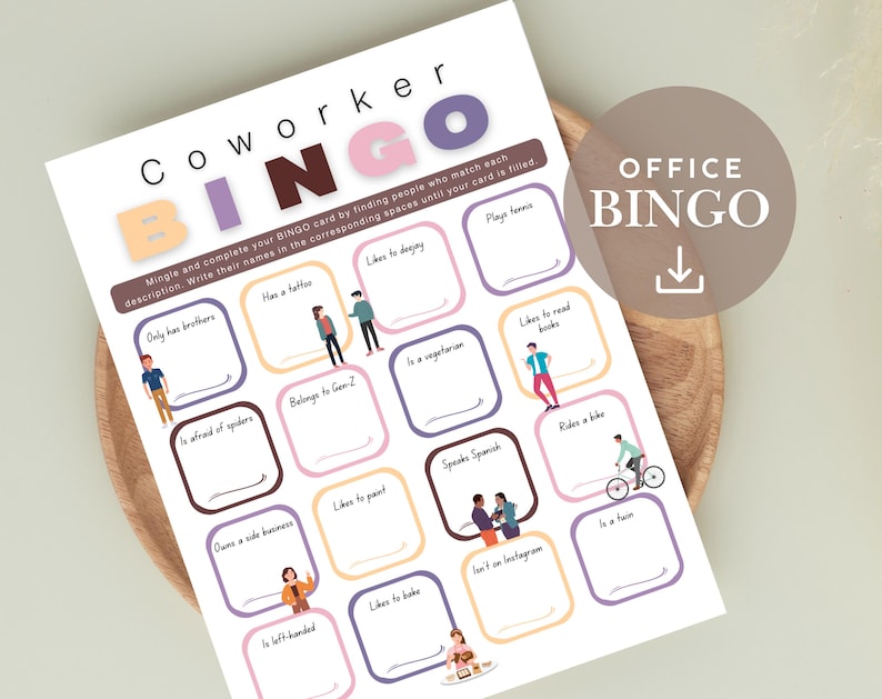 Office Bingo Game, Team Building Games, Coworker Bingo, Mix and Mingle ...