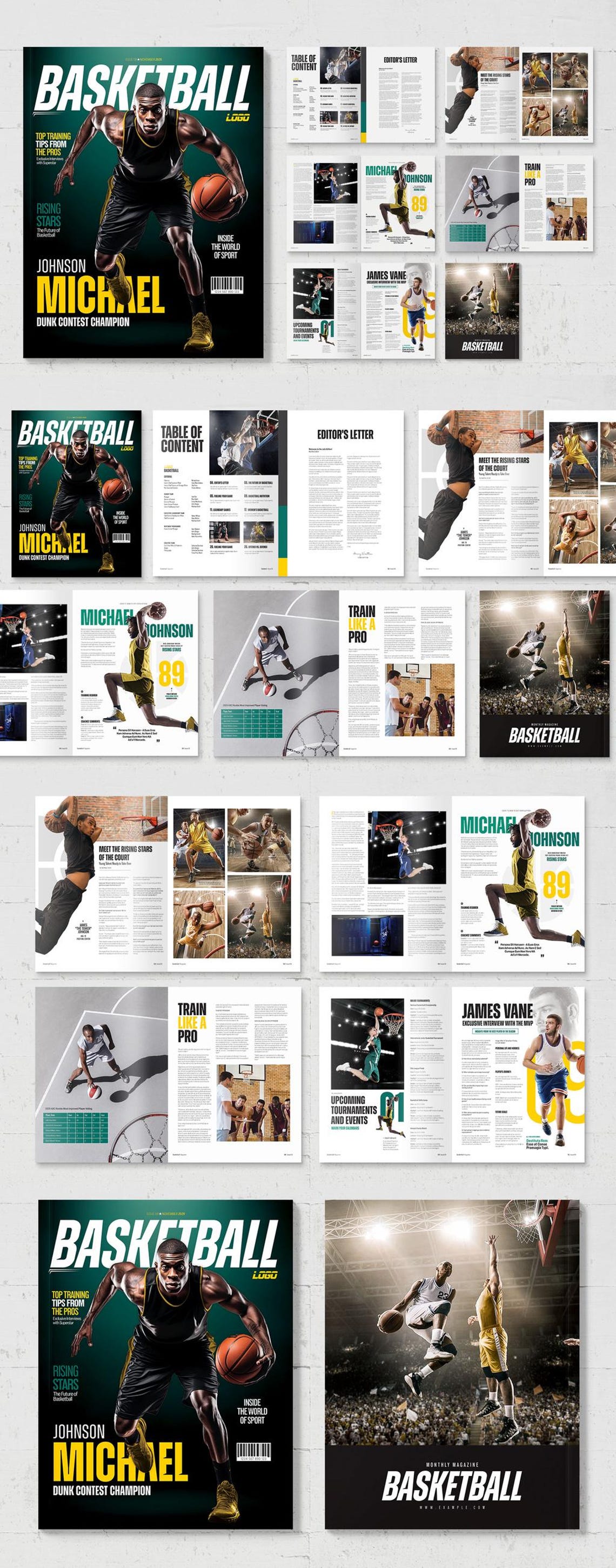 Basketball Sports Magazine Template - Etsy