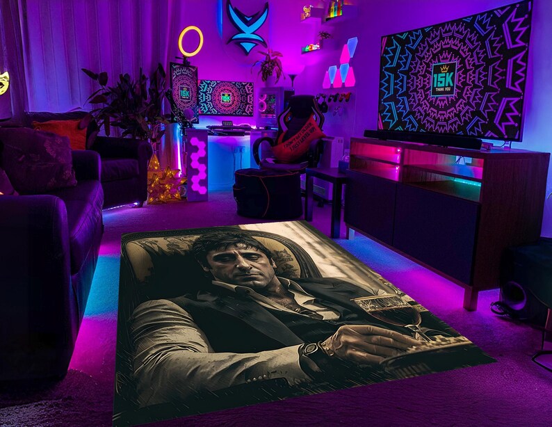 Scarface Retro Rug, Scarface Movie Rug, Gangster Rug, Tony Scarface Rug ...