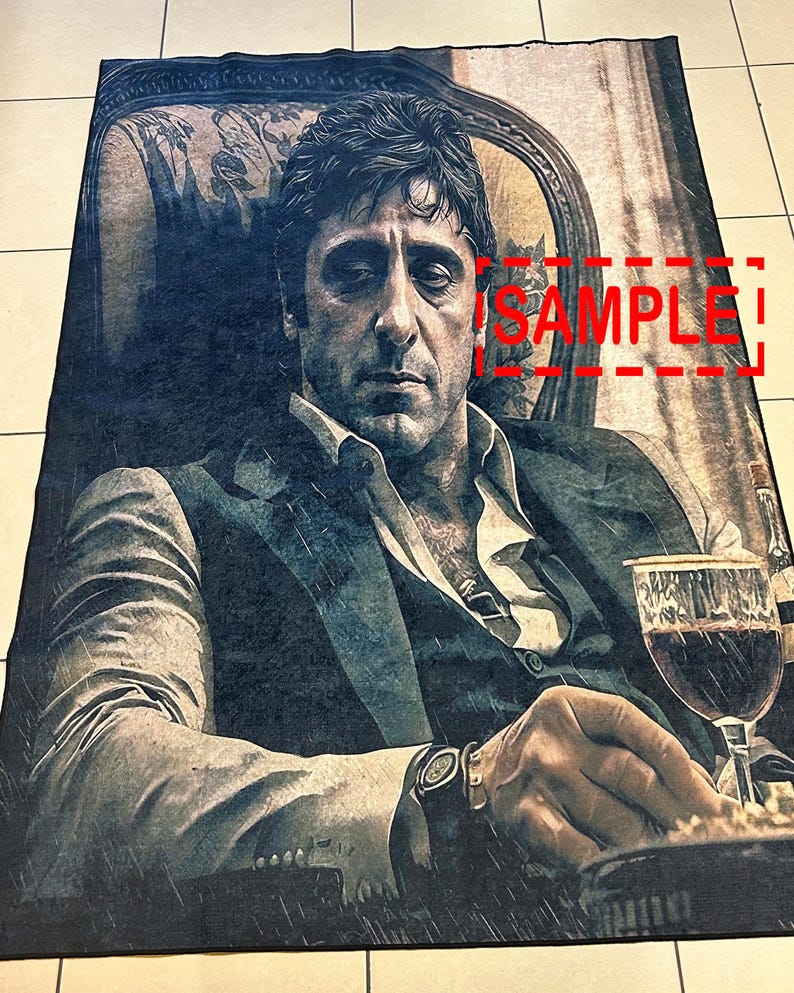 Scarface Retro Rug, Scarface Movie Rug, Gangster Rug, Tony Scarface Rug ...