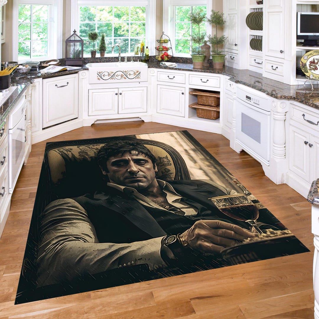 Scarface Retro Rug, Scarface Movie Rug, Gangster Rug, Tony Scarface Rug ...