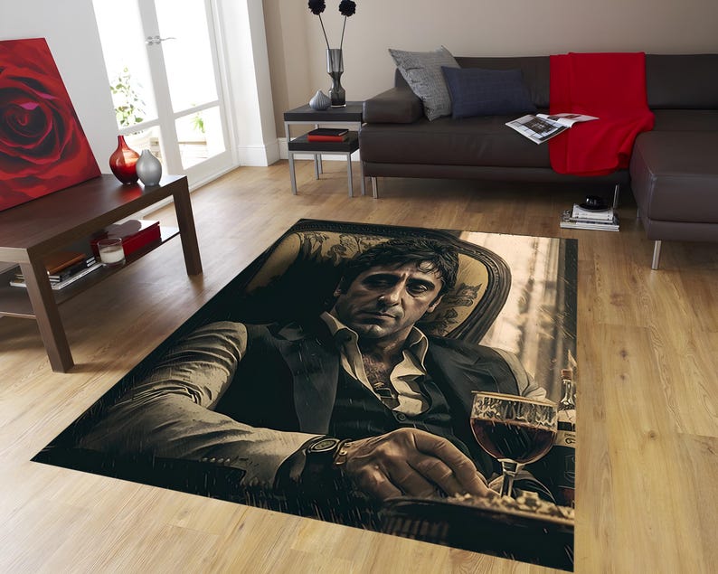 Scarface Retro Rug, Scarface Movie Rug, Gangster Rug, Tony Scarface Rug ...