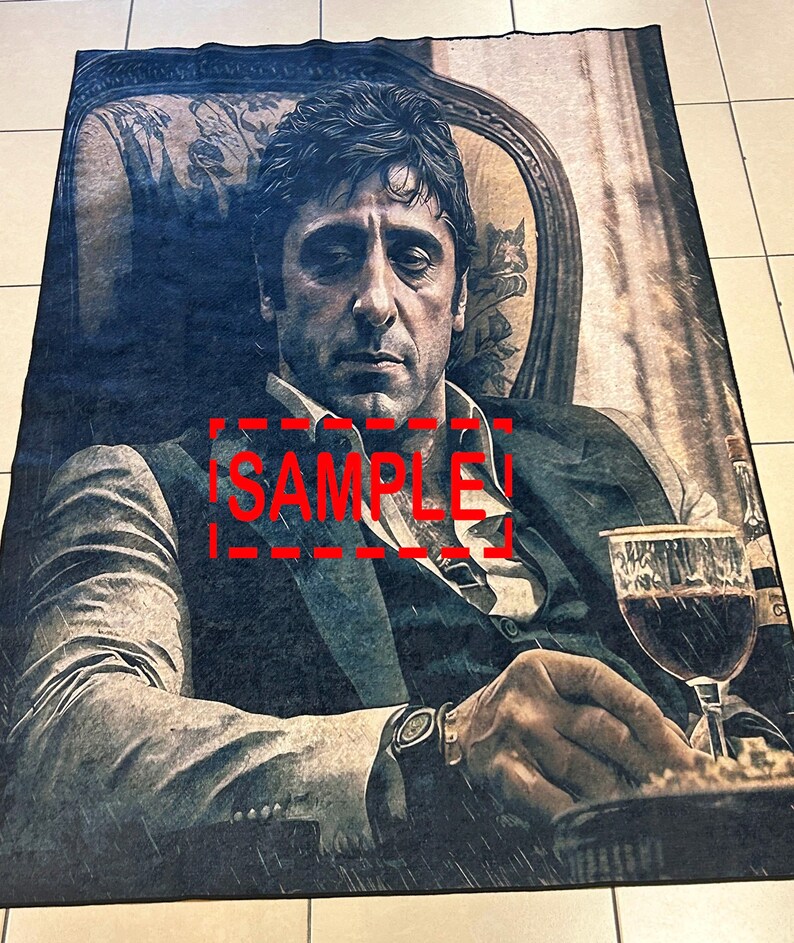 Scarface Retro Rug, Scarface Movie Rug, Gangster Rug, Tony Scarface Rug ...