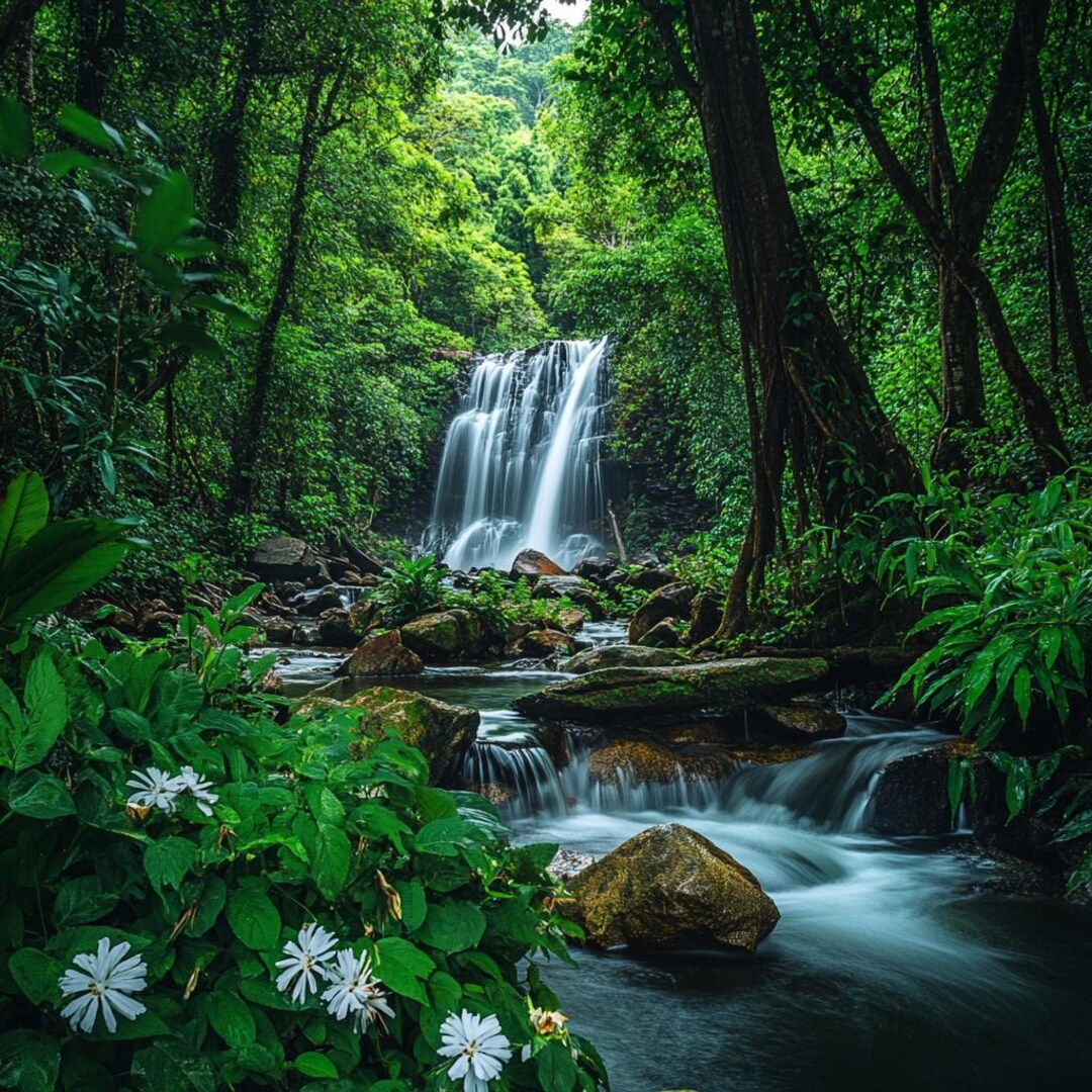 24 Stunning Waterfall Clipart, Lush Green Forest Printable, Nature ...