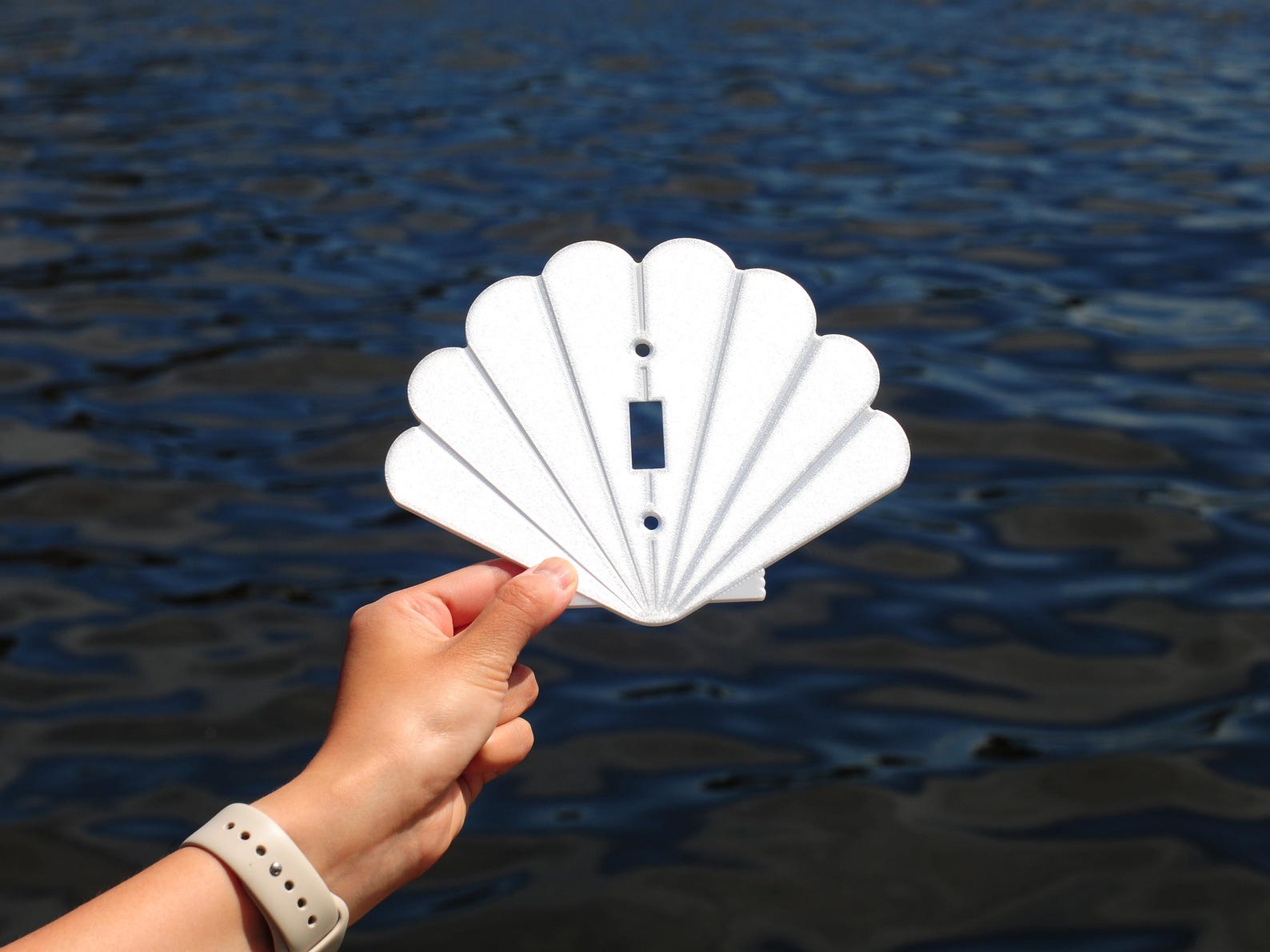 Shell Light Switch Cover – Ice Blue White Marble | Coastal 1 Gang Wall ...