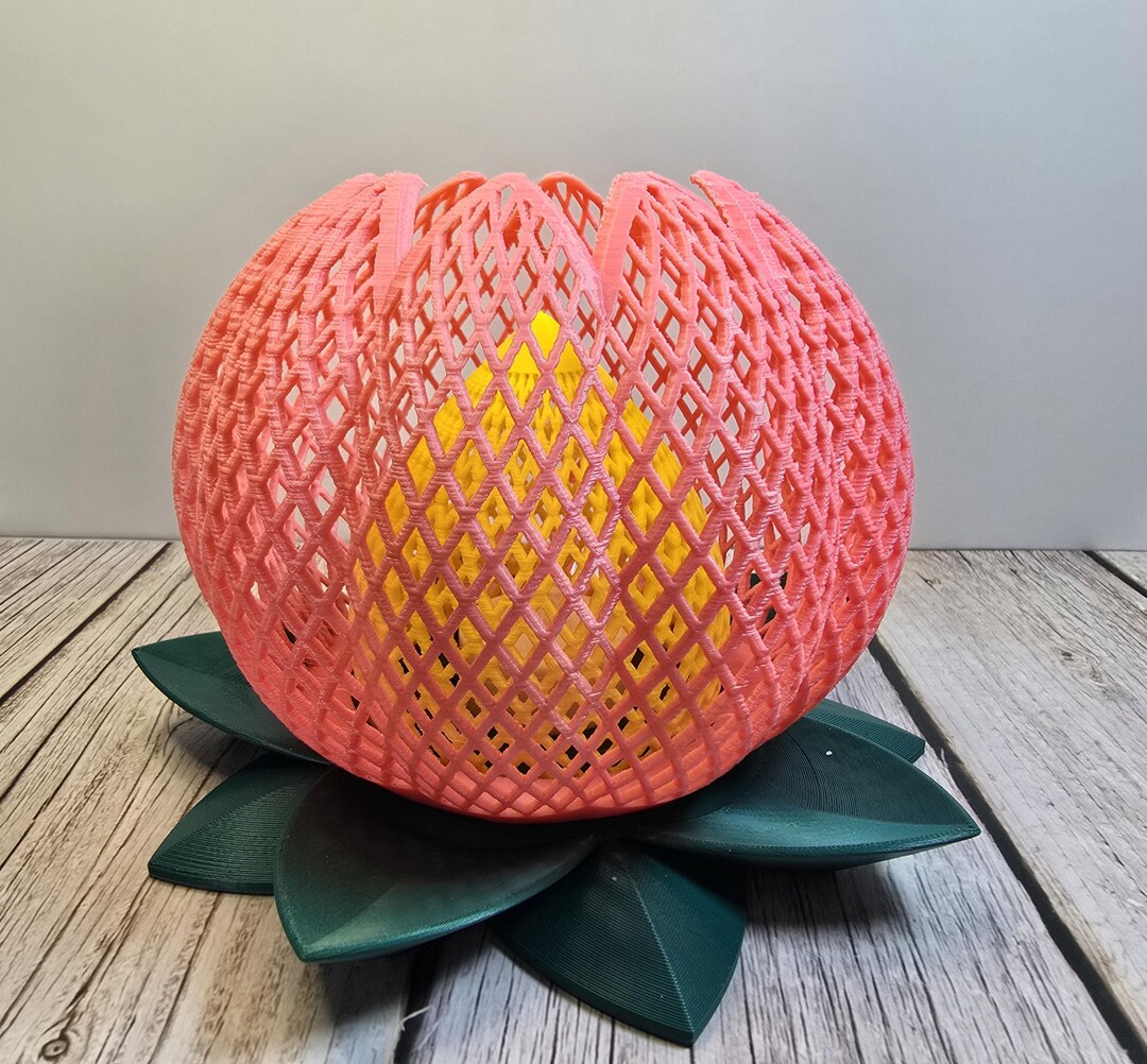 Pink Lotus Tea Light Lamp - Etsy