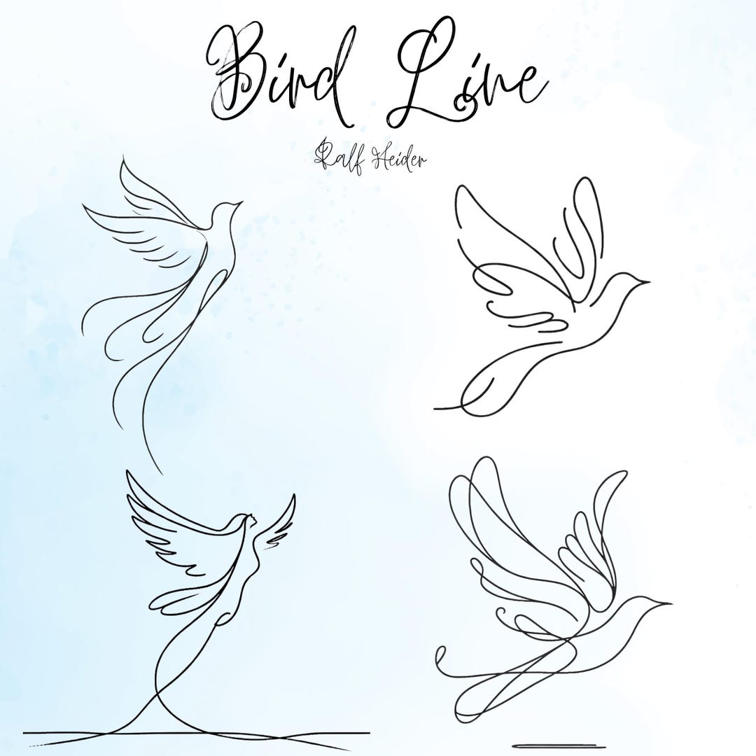 Birdline: 4 One-line Drawing of a Bird in a High Quality SVG Format - Etsy