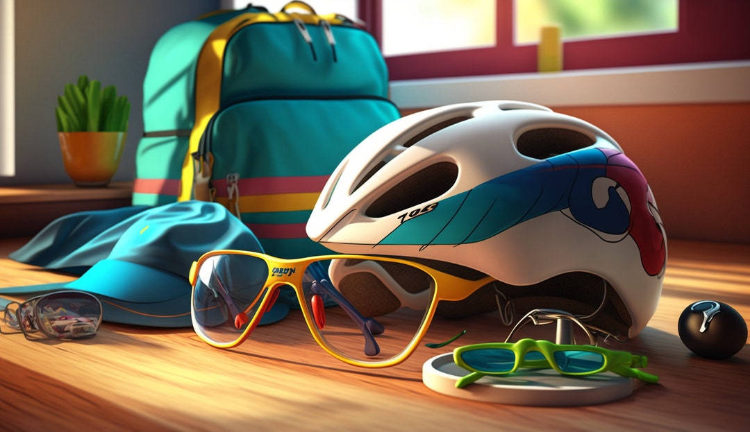 Triathlon Gear Cartoon Digital Art Print - High-quality Downloadable ...