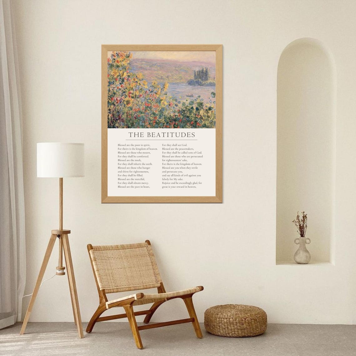 The Beatitudes Poster, Matthew 5 Sermon on the Mount, Encouraging Bible ...