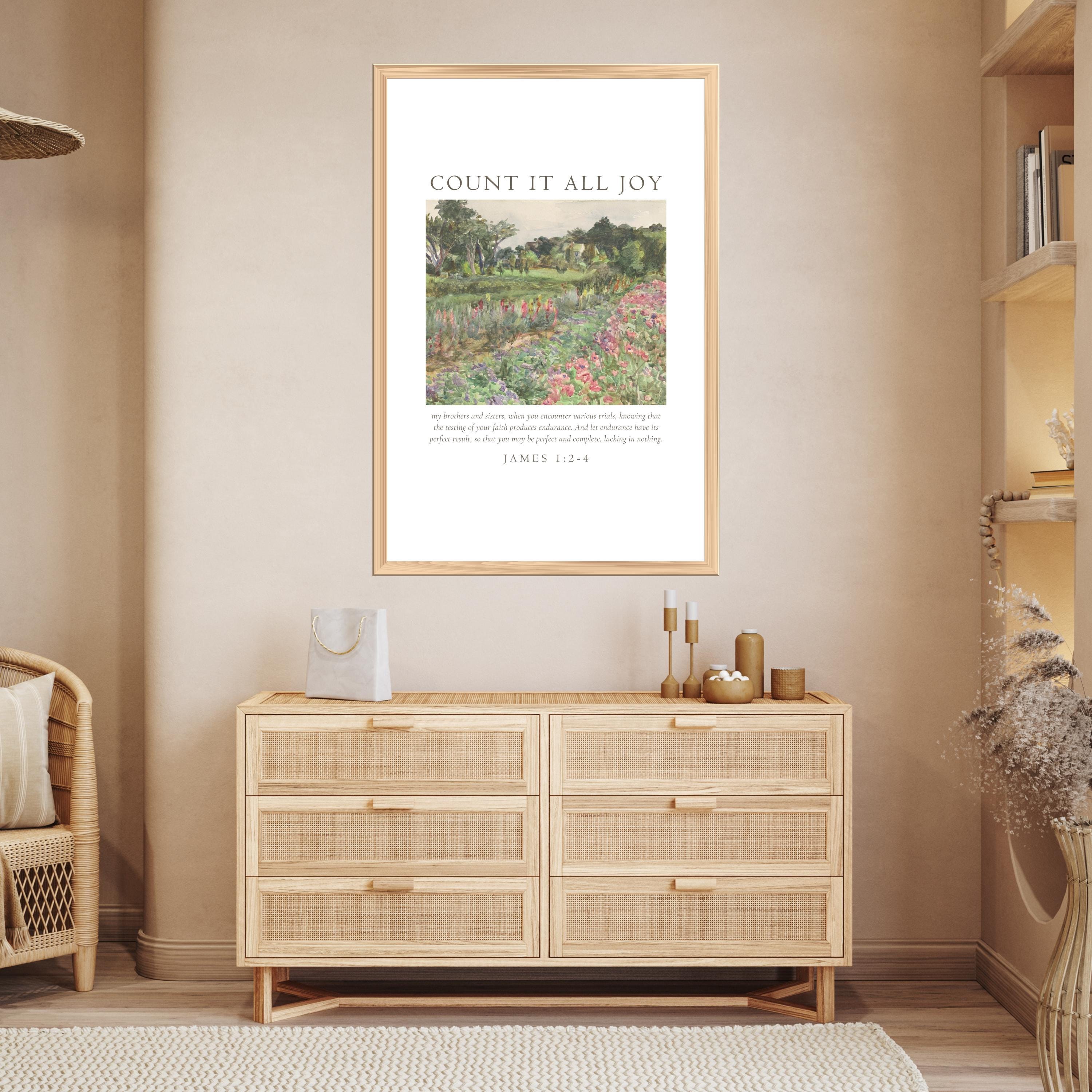 James 1:2-4 Printable Count It All Joy Art, Bible Verse Print Christian ...