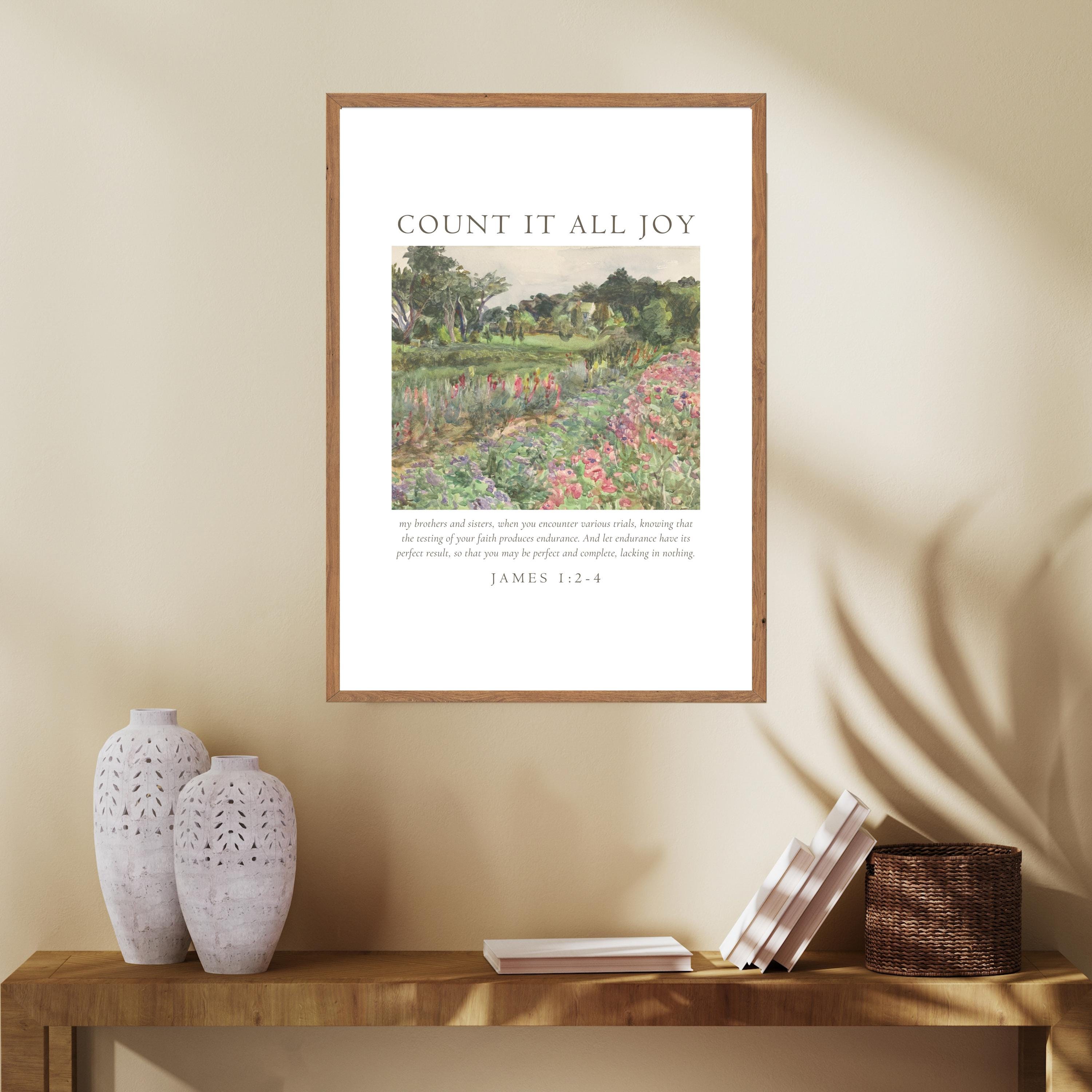 James 1:2-4 Printable Count It All Joy Art, Bible Verse Print Christian ...