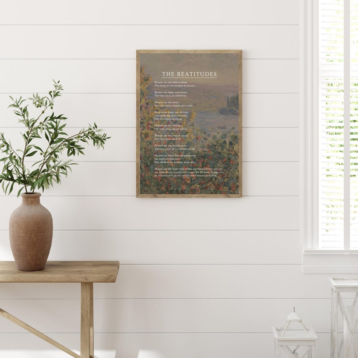 The Beatitudes Poster, Matthew 5 Sermon on the Mount, Encouraging Bible ...
