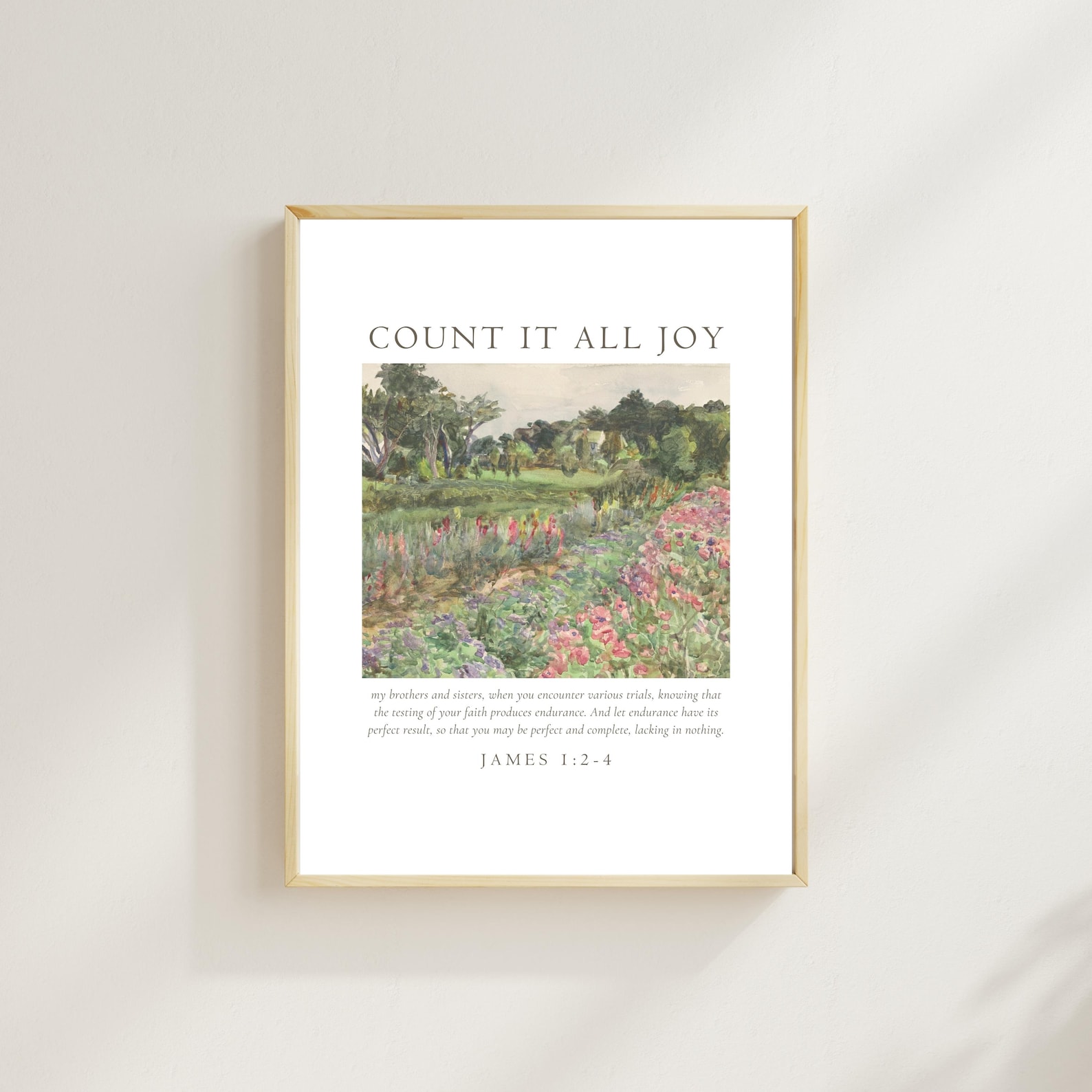 James 1:2-4 Printable Count It All Joy Art, Bible Verse Print Christian ...