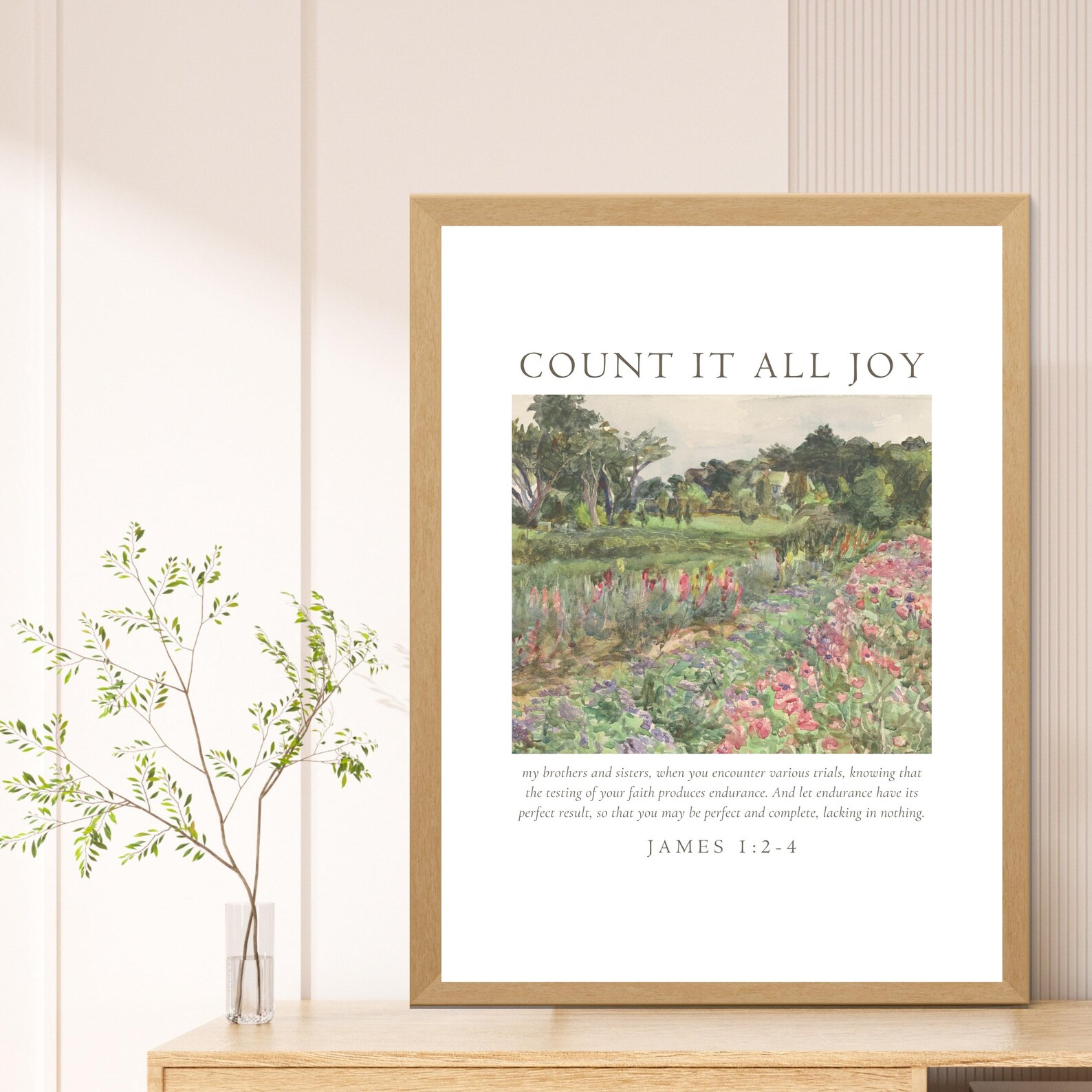 James 1:2-4 Printable Count It All Joy Art, Bible Verse Print Christian ...