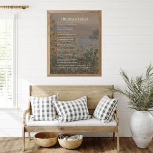 The Beatitudes Poster, Matthew 5 Sermon on the Mount, Encouraging Bible ...