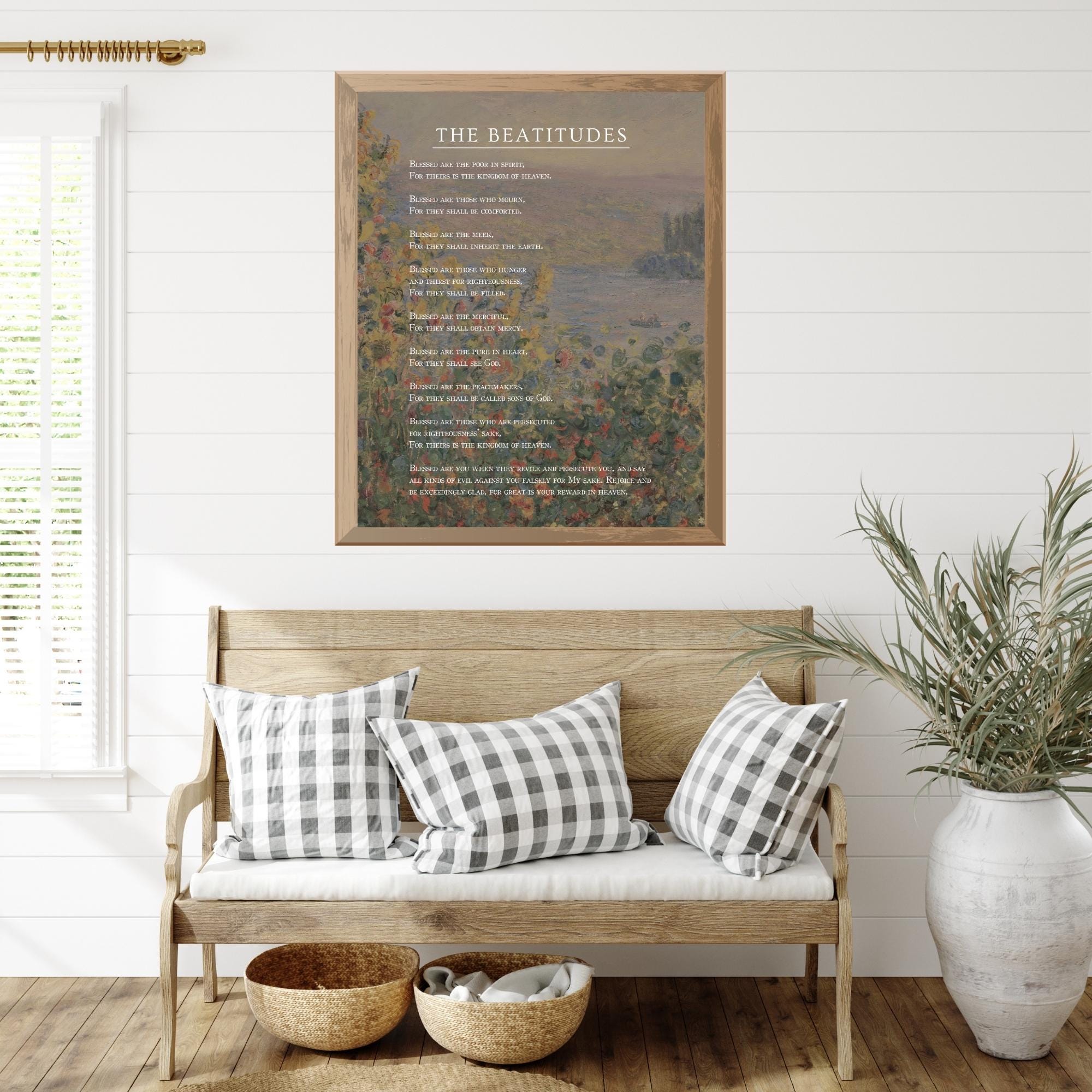 The Beatitudes Poster, Matthew 5 Sermon on the Mount, Encouraging Bible ...