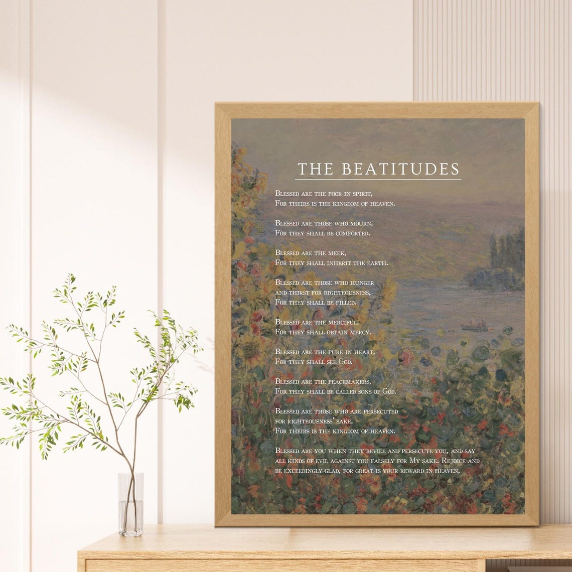 The Beatitudes Poster, Matthew 5 Sermon on the Mount, Encouraging Bible ...