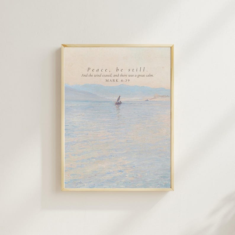 Mark 4:39 Peace Be Still Sea Poster, Bible Verse Prints, Modern ...