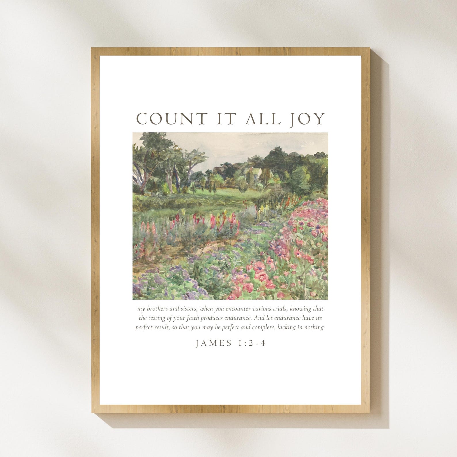 James 1:2-4 Printable Count It All Joy Art, Bible Verse Print Christian ...