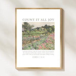 James 1:2-4 Printable Count It All Joy Art, Bible Verse Print Christian ...