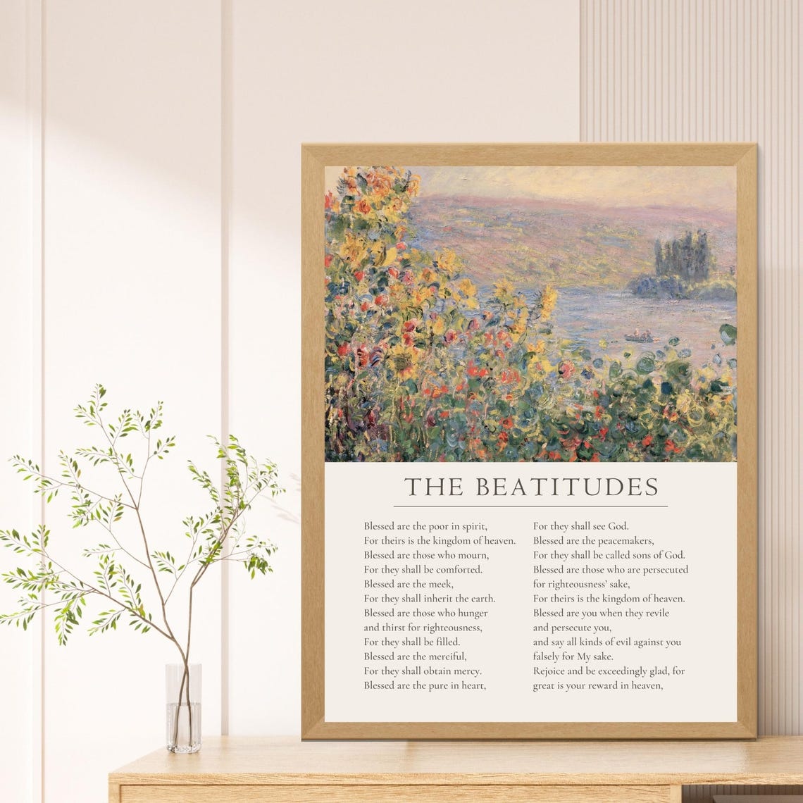 The Beatitudes Poster, Matthew 5 Sermon on the Mount, Encouraging Bible ...