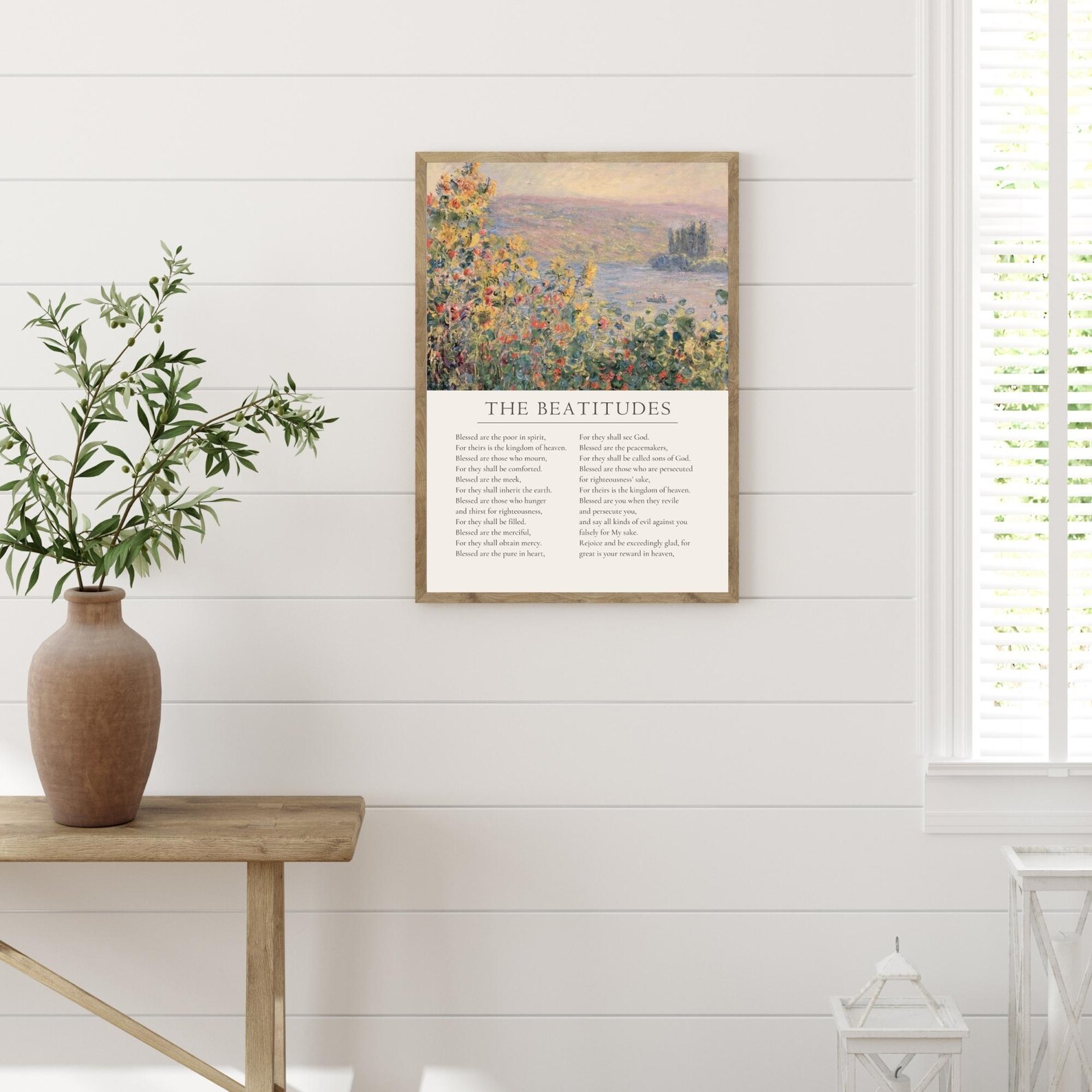 The Beatitudes Poster, Matthew 5 Sermon on the Mount, Encouraging Bible ...