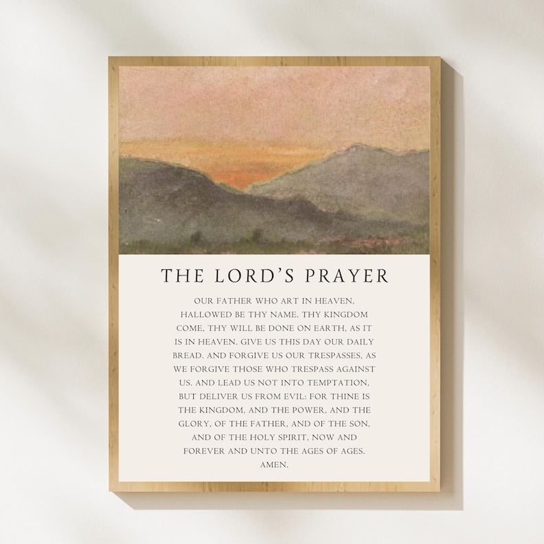 The Lord's Prayer Printable Wall Art, Christian Wall Art, Prayer ...