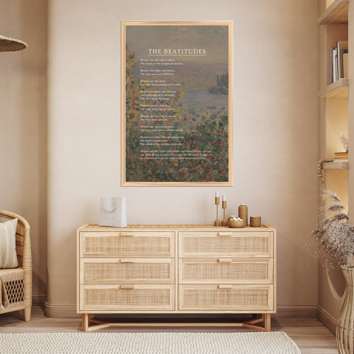 The Beatitudes Poster, Matthew 5 Sermon on the Mount, Encouraging Bible ...