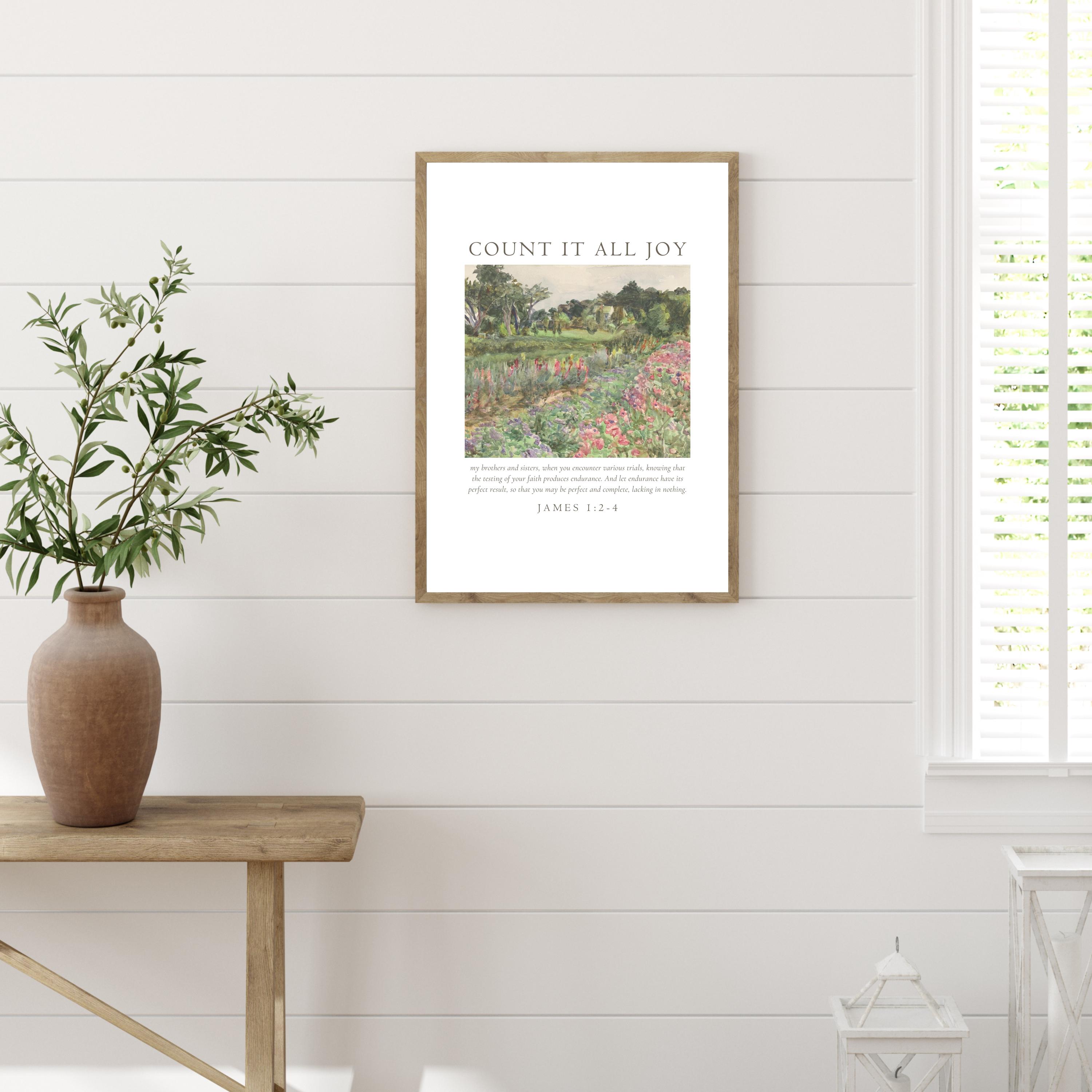 James 1:2-4 Printable Count It All Joy Art, Bible Verse Print Christian ...